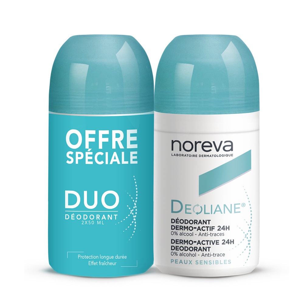 Noreva Deoliane DUO Dermo-active 24H roll-on Deodorant 2x50ml - Easypara