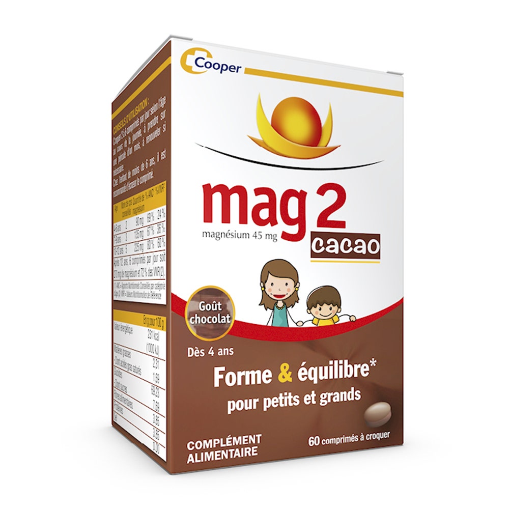 Mag 2 Mag 2 pep and balance 60 chocolate chewable tablets 60 Comprimes ...