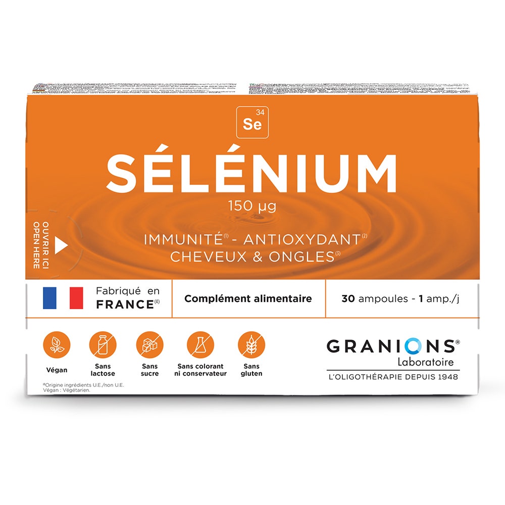 Granions Oligo Selenium 200µg Hair, Nails, Immunity 30 Ampulas - Easypara