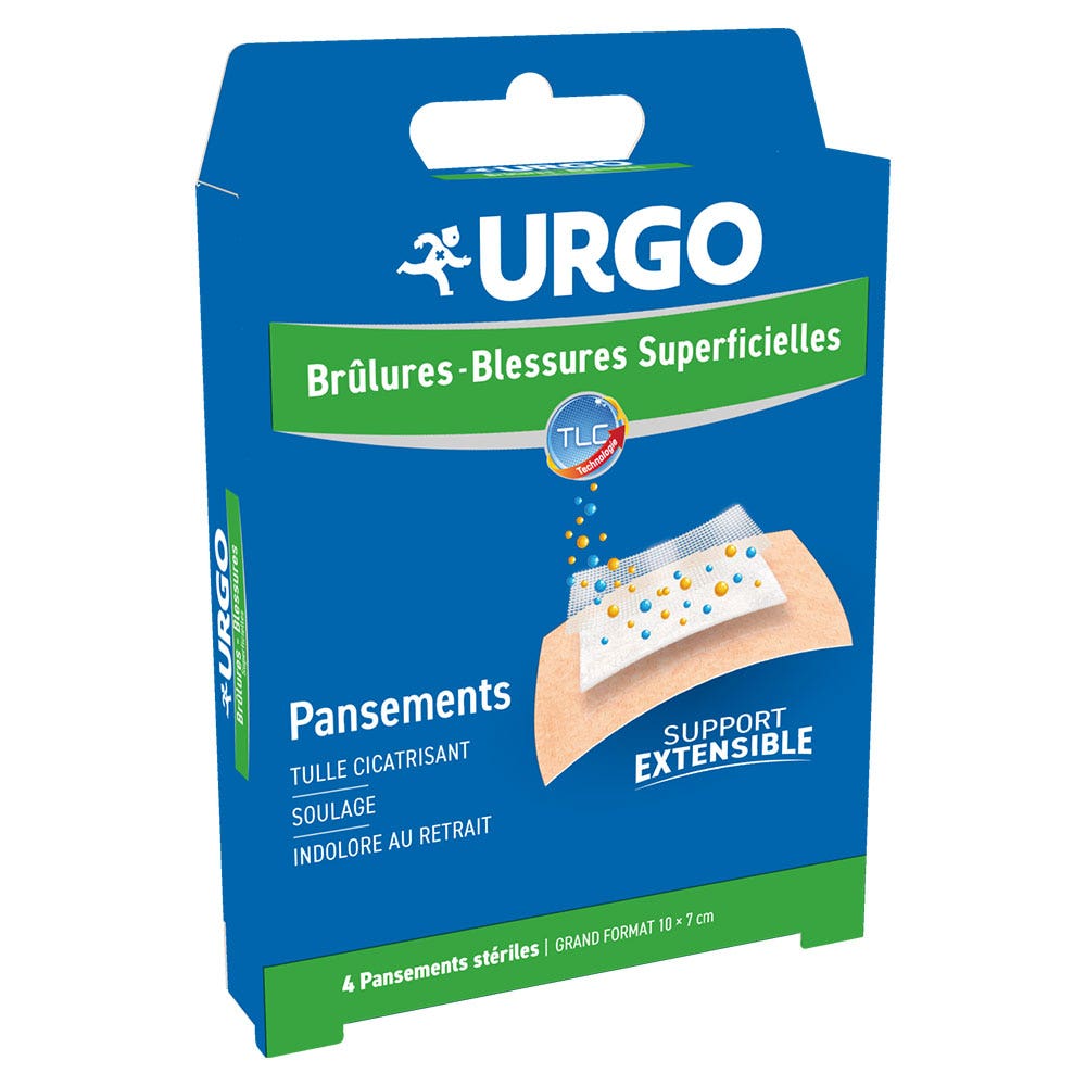Urgo Large Size Burn Plasters 10x7cm x4 - Easypara