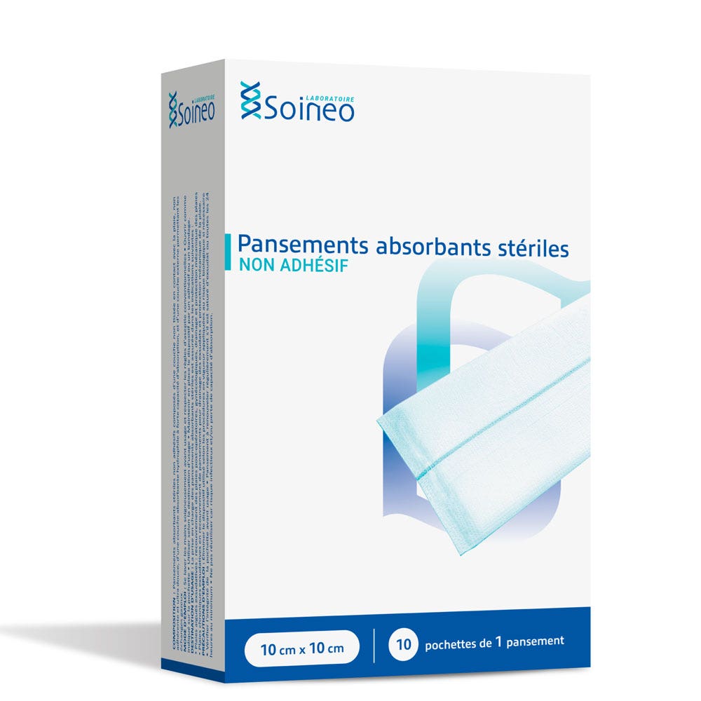 Soineo Non-adhesive sterile absorbent Plasters 10x10cm x10 - Easypara