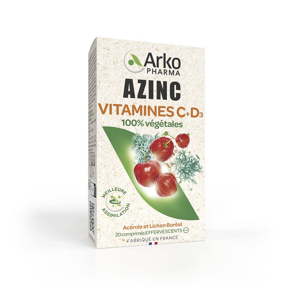 Arkopharma Azinc Immunity & Vitality Vitamin D3 & C x 20 effervescent ...