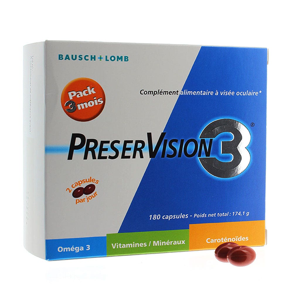 Bausch&Lomb Preservision Visee Oculaire 3 180 Capsules - Easypara