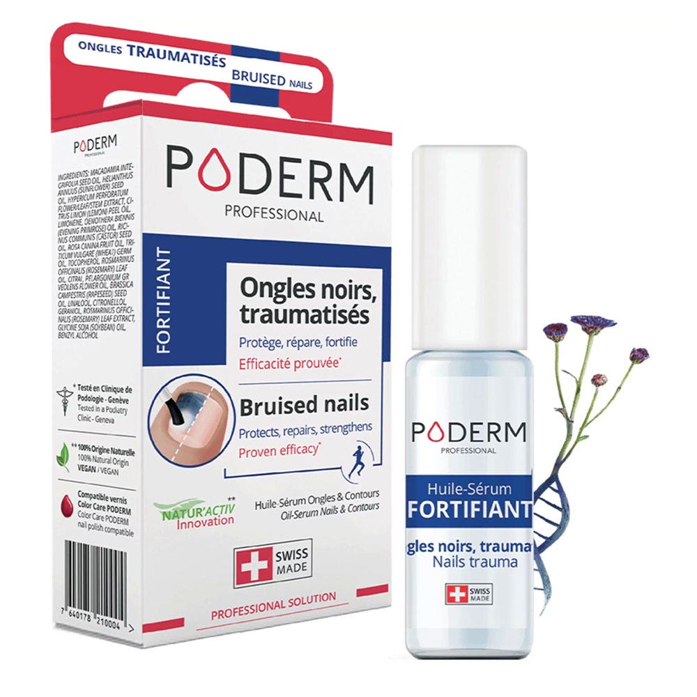 Poderm Fortifying Serum Oil Black, traumatized nails 8 ml - Easypara
