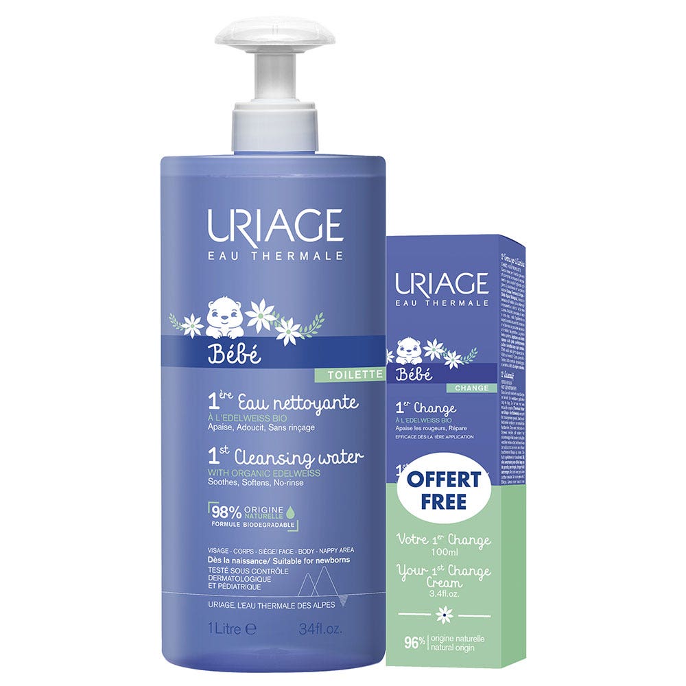 Uriage Bébé 1 St Cleansing Water Face Body And Nappy Area 1L + 1er ...