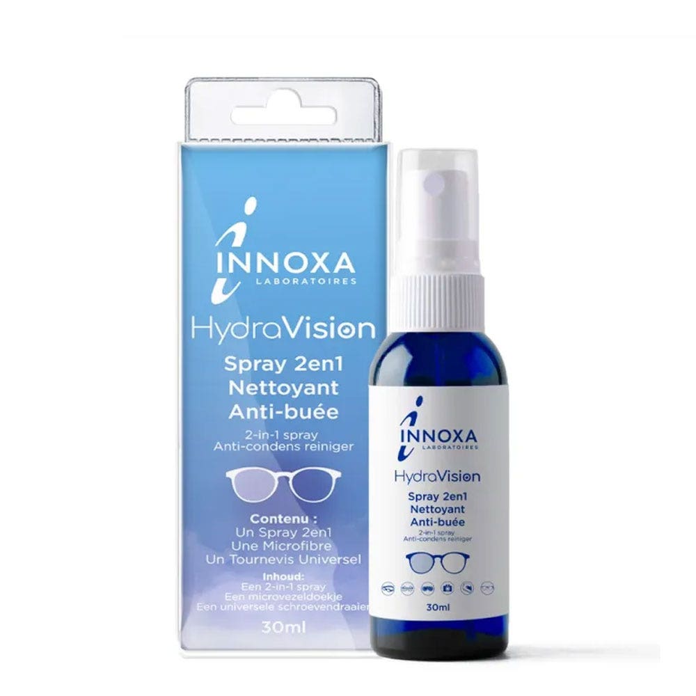 Innoxa HydraVision 2in1 anti-fog eyewear cleaning spray 30ml + 1 microfibre + a universal ...