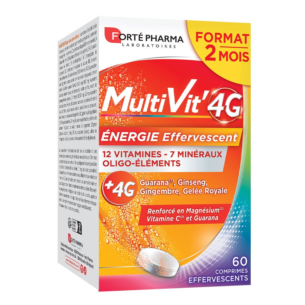 Forté Pharma Multivit'4G Energy Multivitamins 60 Effervescent Tablets ...