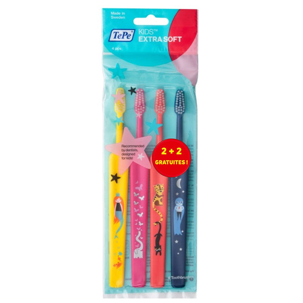TePe Extra Soft Soft Toothbrushes Kids x4 - Easypara
