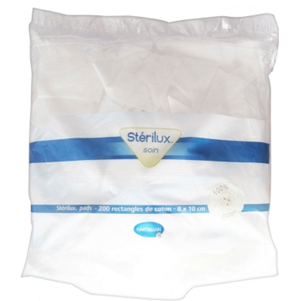 Hartmann Coton Sterilux Pads 8x10cm 200 rectangles - Easypara