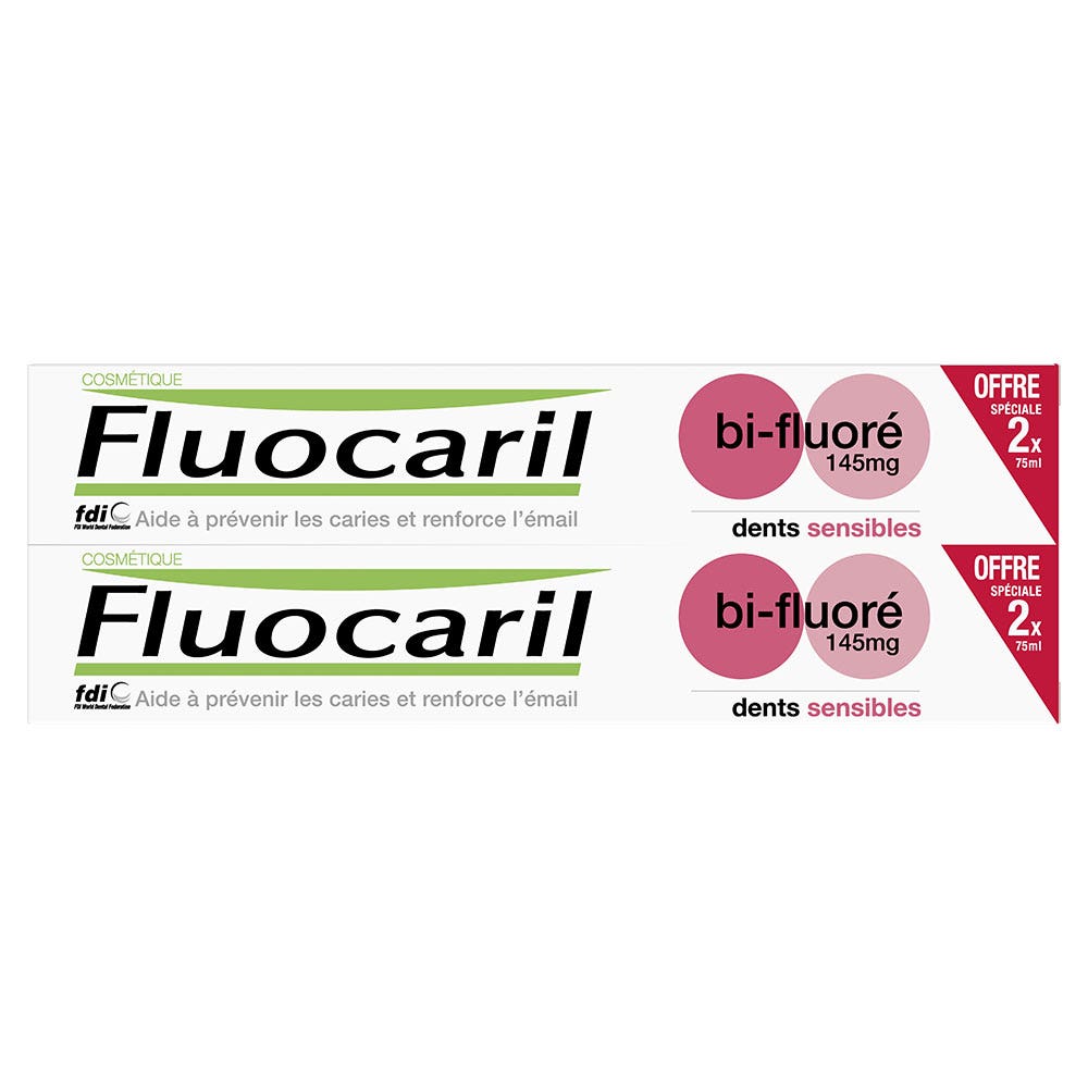 Fluocaril Toothpaste Bi-fluore Sensitive Teeth 2x75ml - Easypara