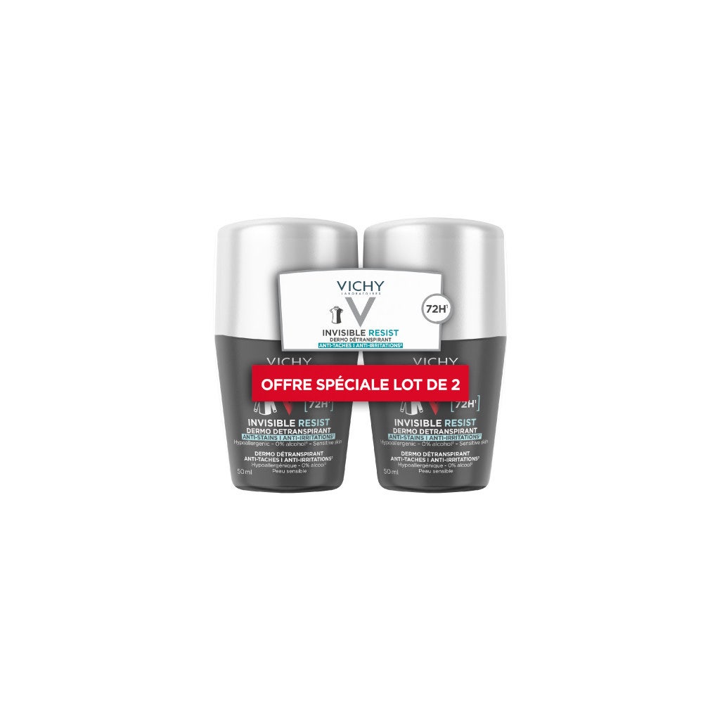 Vichy Man Anti-perspirant Roll On Deodorant 72h Sensitive Skin 2x50ml ...