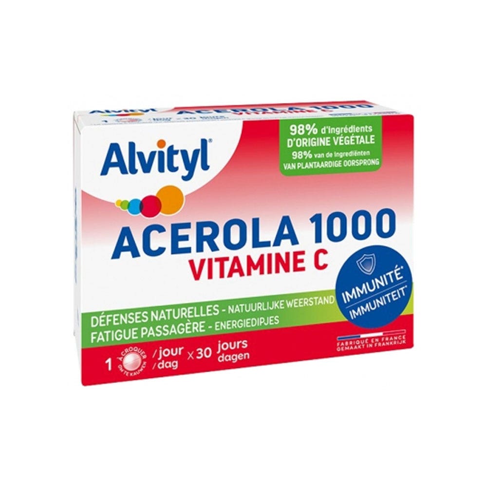 Alvityl Acerola 1000 Vitamine C Immunité 30 Comprimes A Croquer - Easypara
