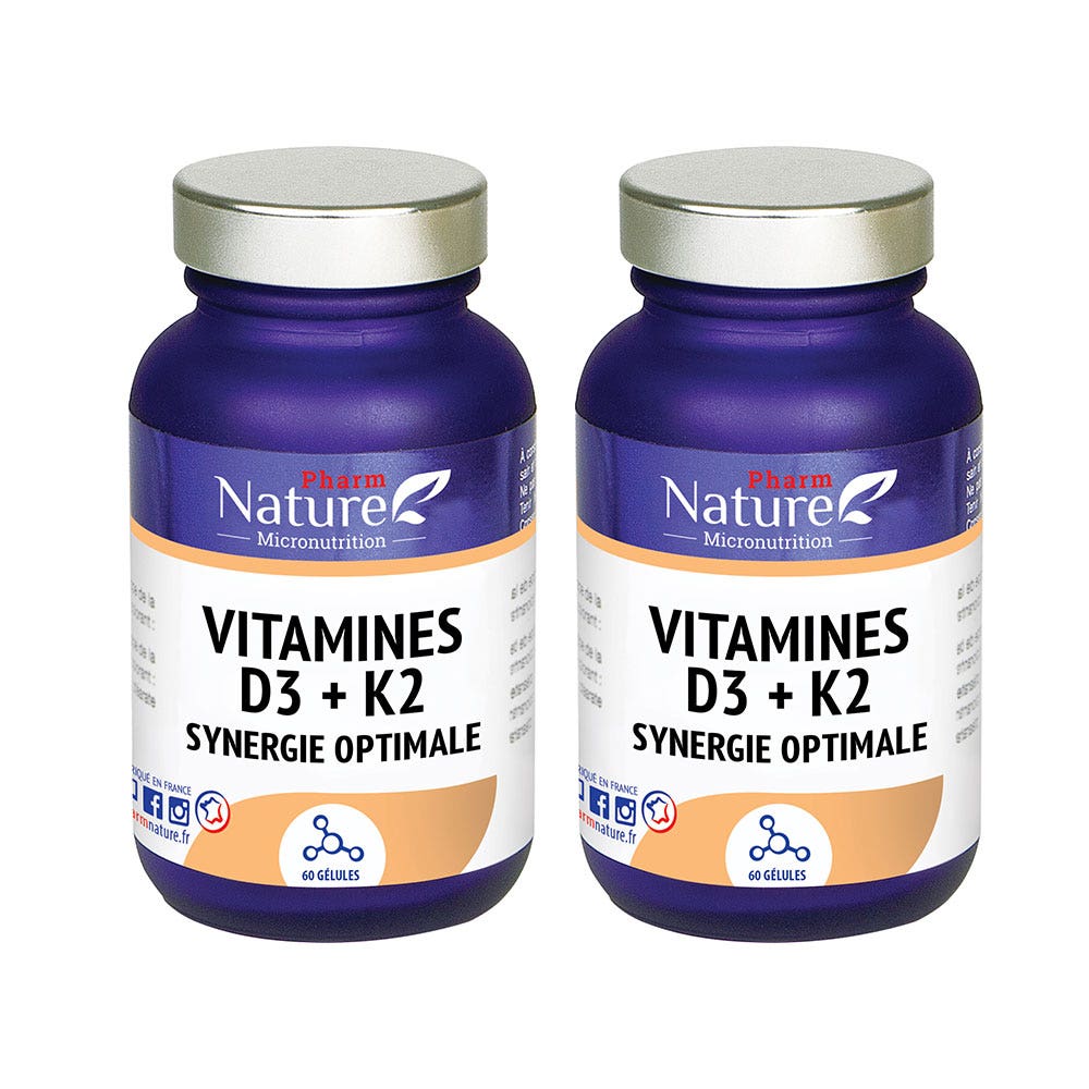 Pharm Nature Micronutrition Vitamins D3 + K2 2x60 capsules - Easypara