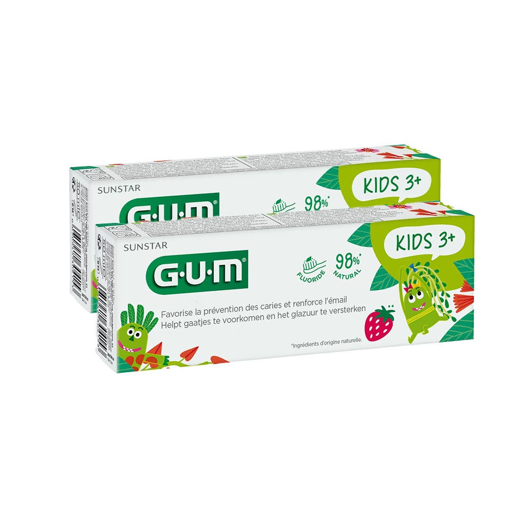 Gum Junior Toothpaste From 3 Years Strawberry Flavour 2x50ml - Easypara