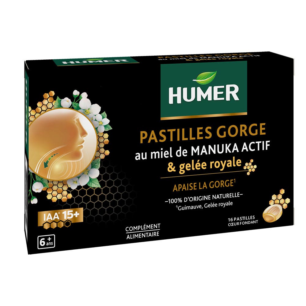 Humer Active Manuka Honey Throat Pastilles Royal jelly 16 tablets ...