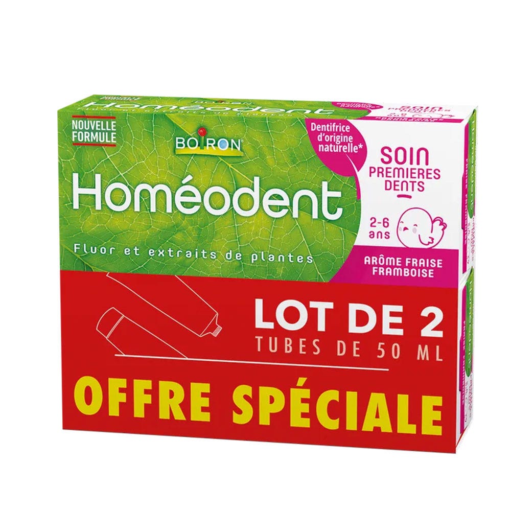Boiron Homeodent Toothpaste First Teeth Care 2-6 Strawberry 2x50ml ...