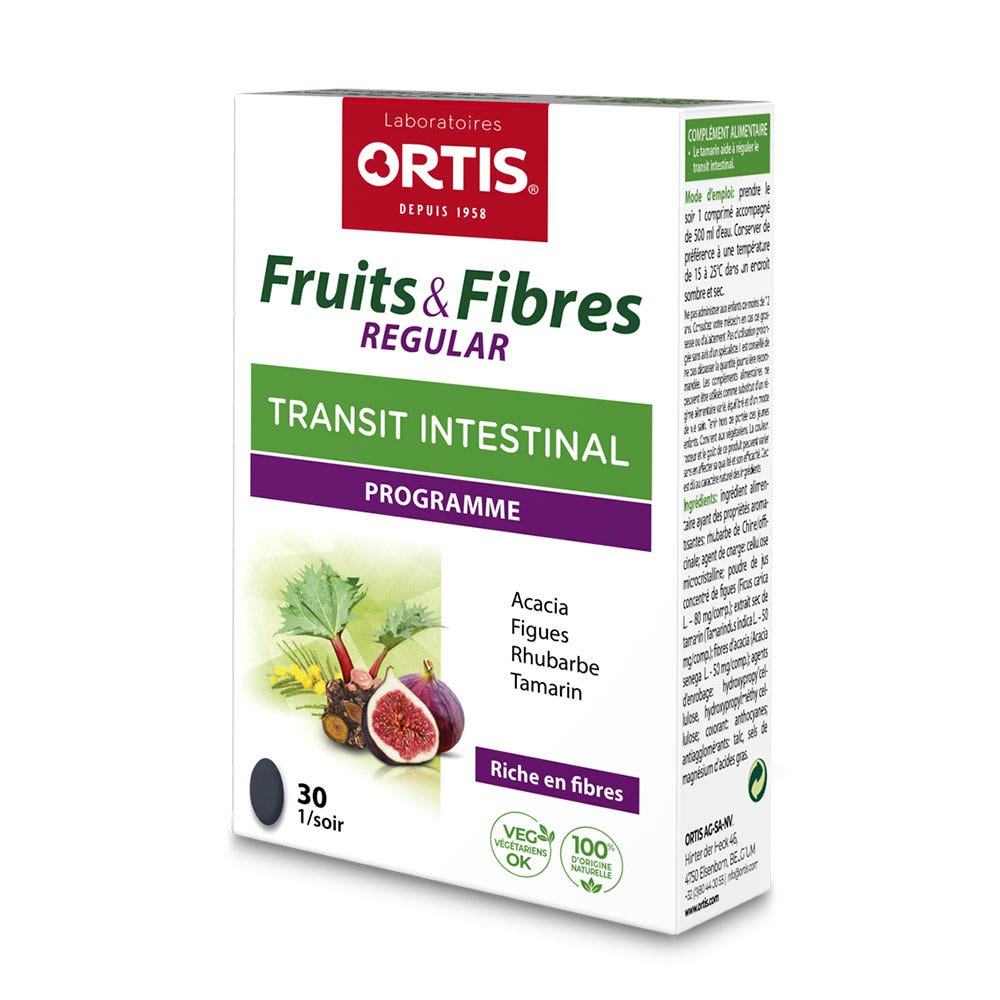 Ortis Fruit & Fibre Regular Intestinal Transit 30 tablets - Easypara