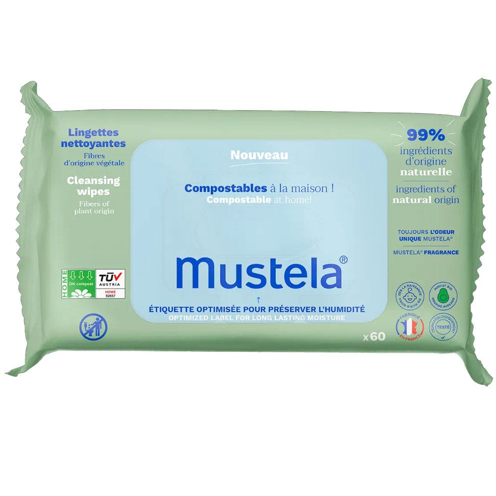Mustela Compostable Cleansing Wipes Perfumes x60 - Easypara