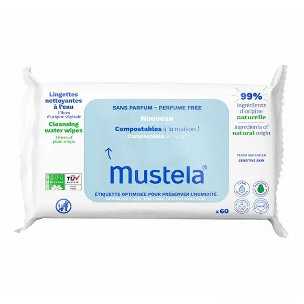 Mustela Compostable Water Cleansing Wipes x60 - Easypara