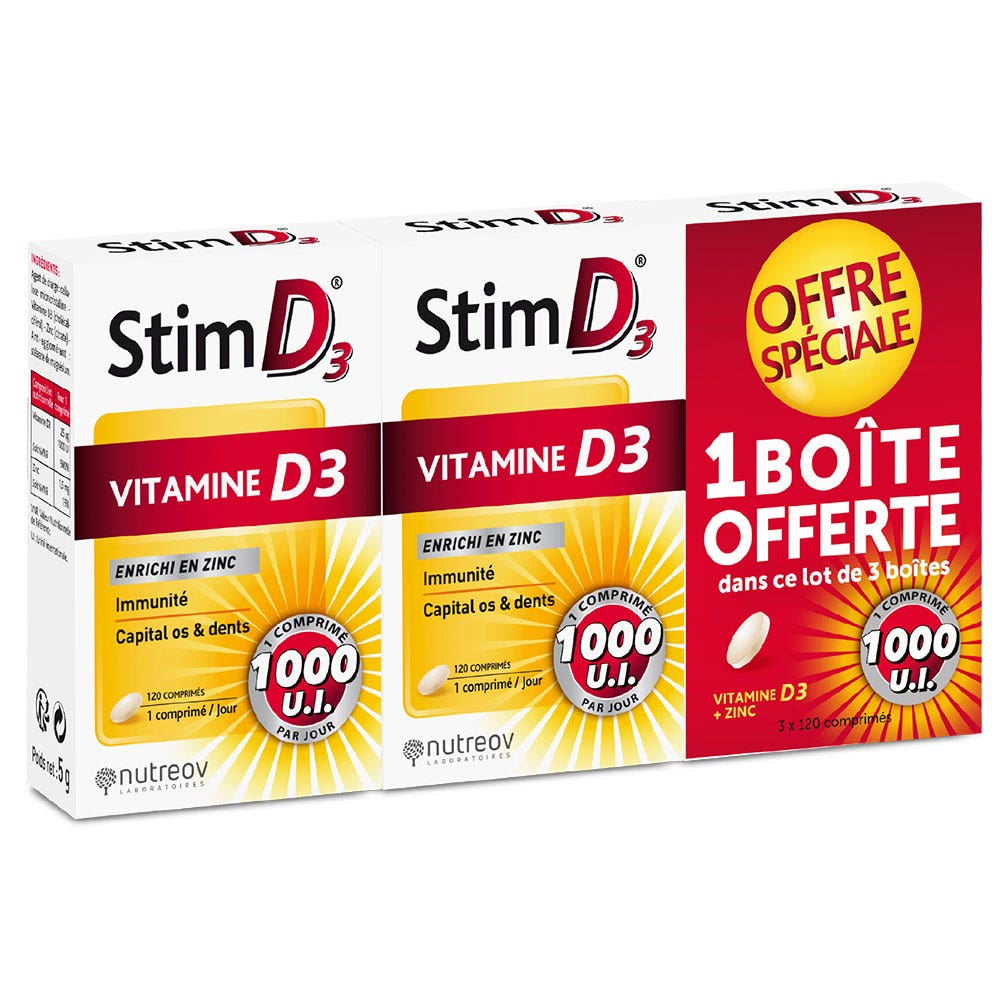 Nutreov Stim D3 Vitamin D3 3x120 tablets - Easypara
