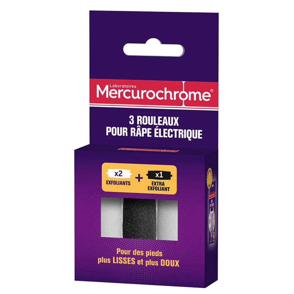 Mercurochrome Electric rasp rollers 2 Scrubs + 1 Extra Scrub - Easypara