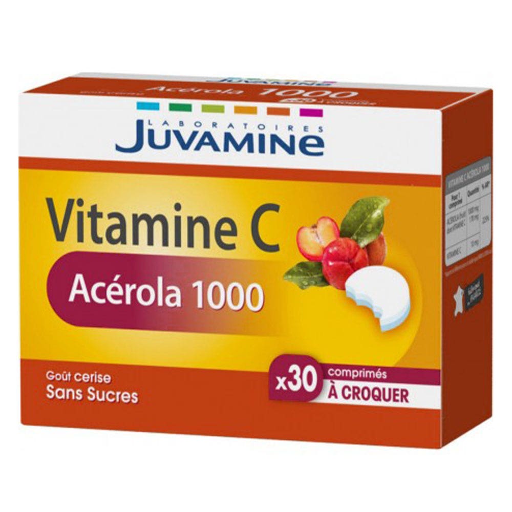 Juvamine Acerola 1000 Vitamin C Vegetable Origin Chewable X30 Tablets ...