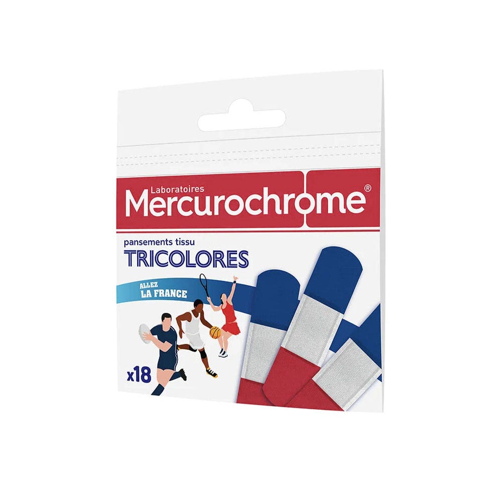 Mercurochrome Tricolour Fabric Plasters x18 - Easypara