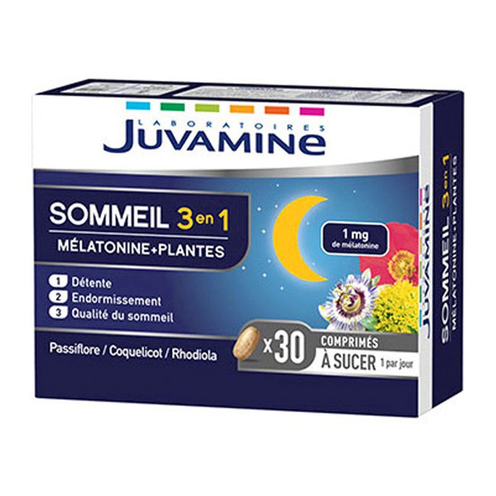 Juvamine Sleep 3 in 1 Melatonin + Plants 30 Sucking Tablets - Easypara