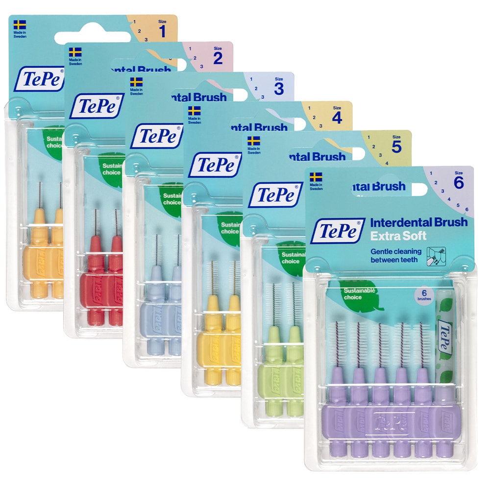TePe 6-piece Extra Soft interdental brushes x6 - Easypara