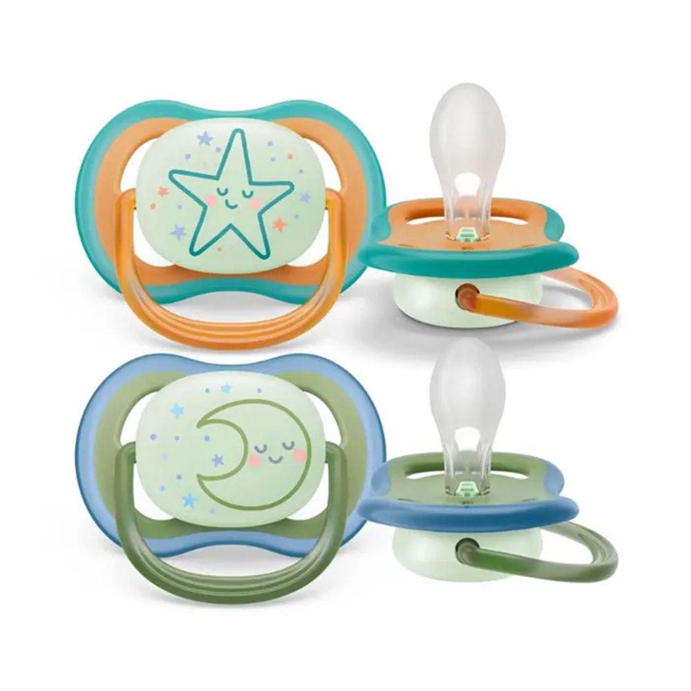 Avent Ultra-Air Orthodontic Soothers Phosphorescent Night 18 Months ...