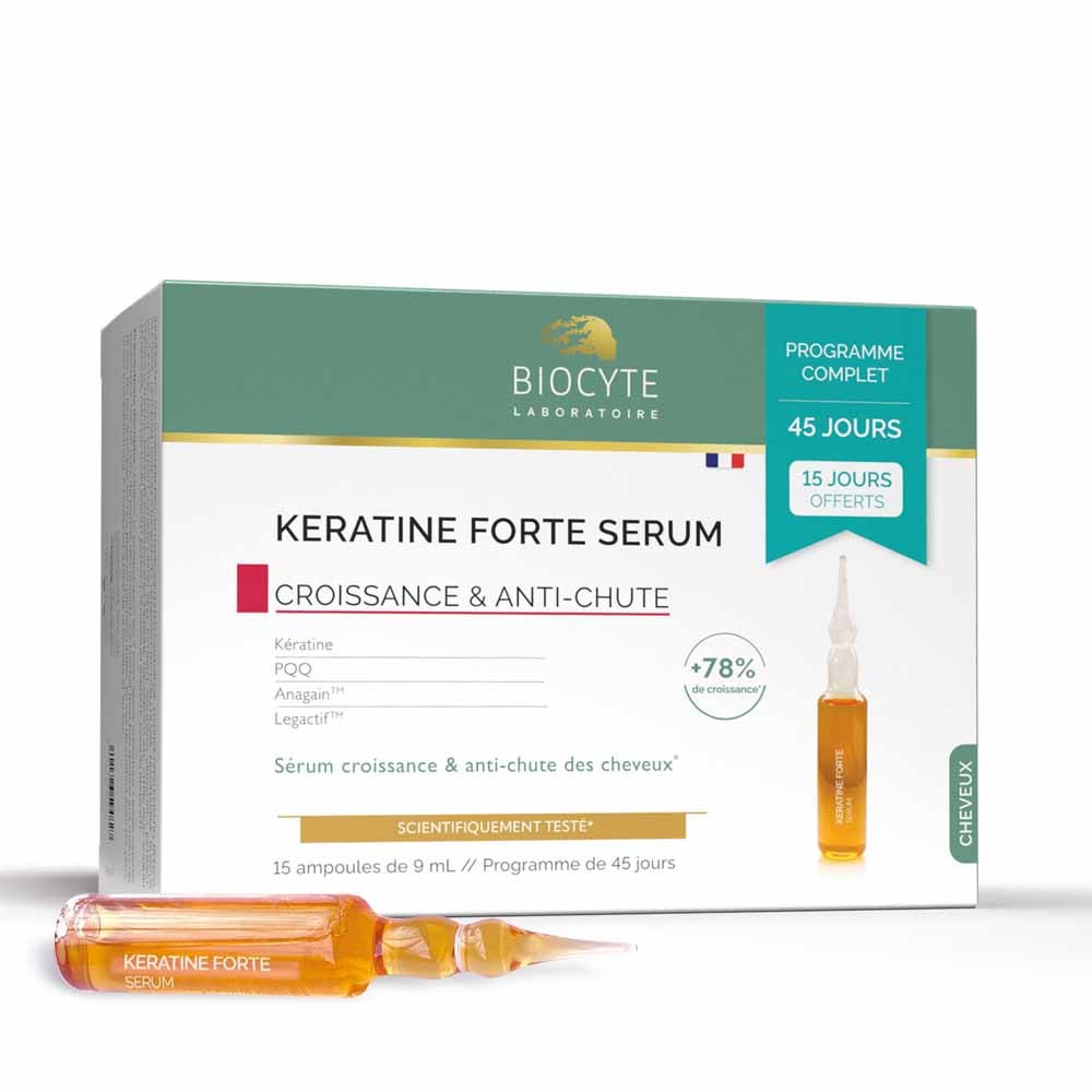 Biocyte Hair Keratin Forte Serum Pack Ampulas 15x9ml Croissance et Anti ...
