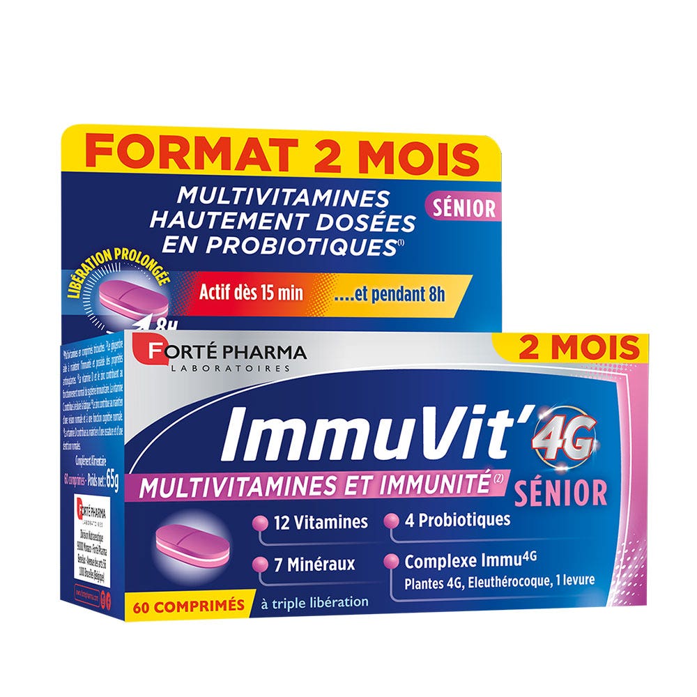 Forté Pharma Immuvit 4G Senior Vitamins Minerals à croquer 60 tablets ...