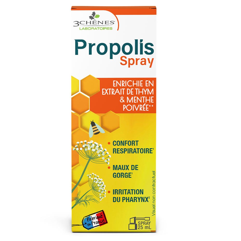 3 Chênes Propolis Throat Spray 25ml - Easypara