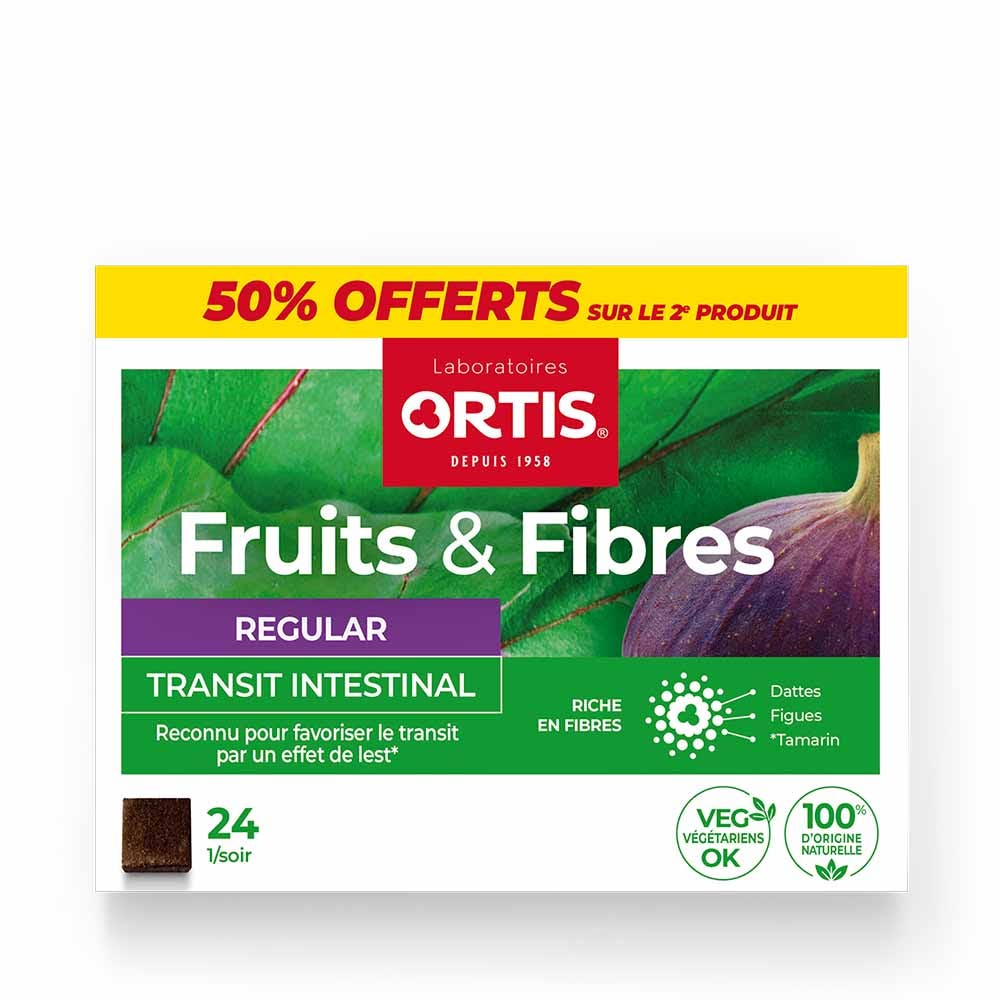 Ortis Fruit & Fibre Intestinal Transit Regular 2x24 cubes - Easypara