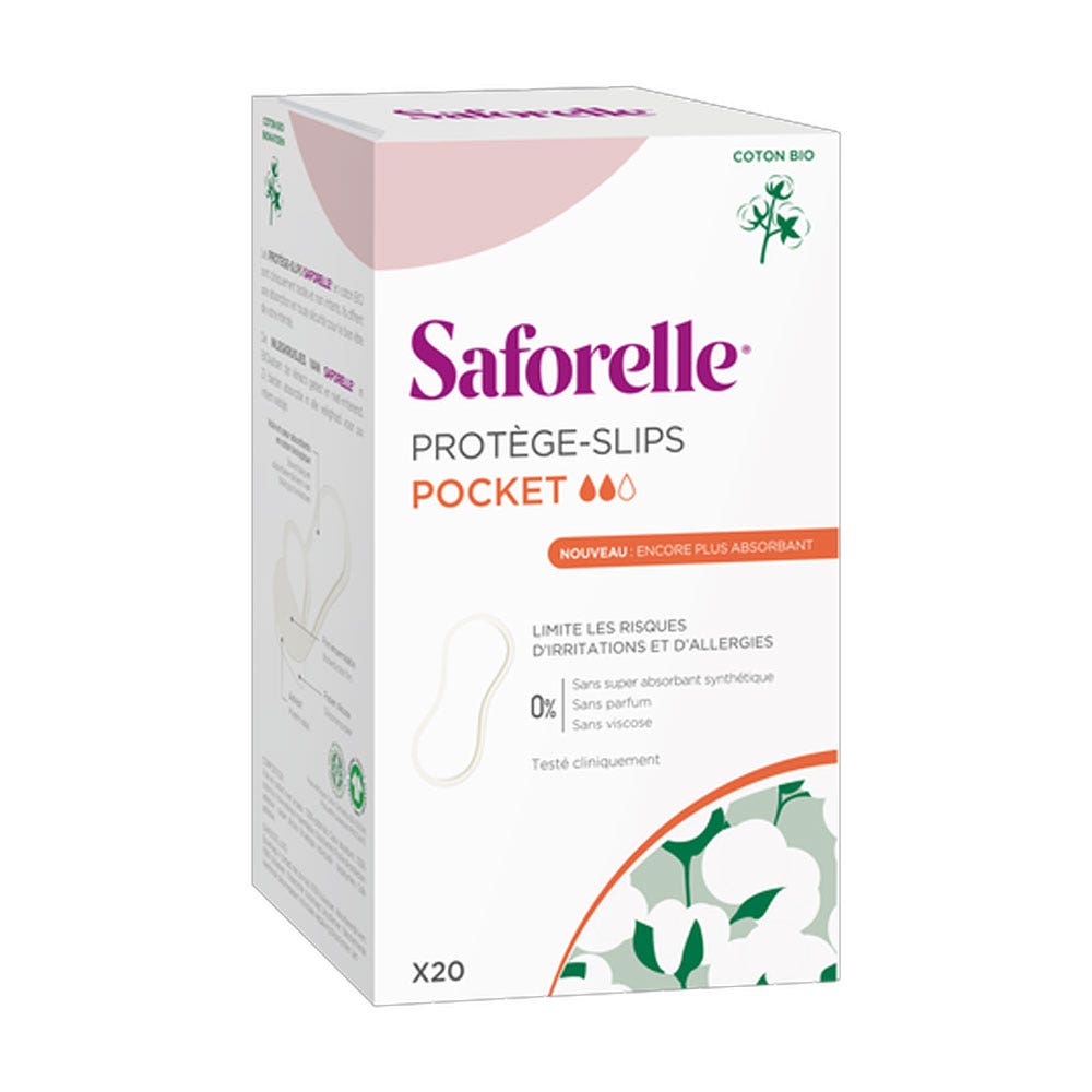 Saforelle Pocket Coton Bioes panty liners x20 - Easypara
