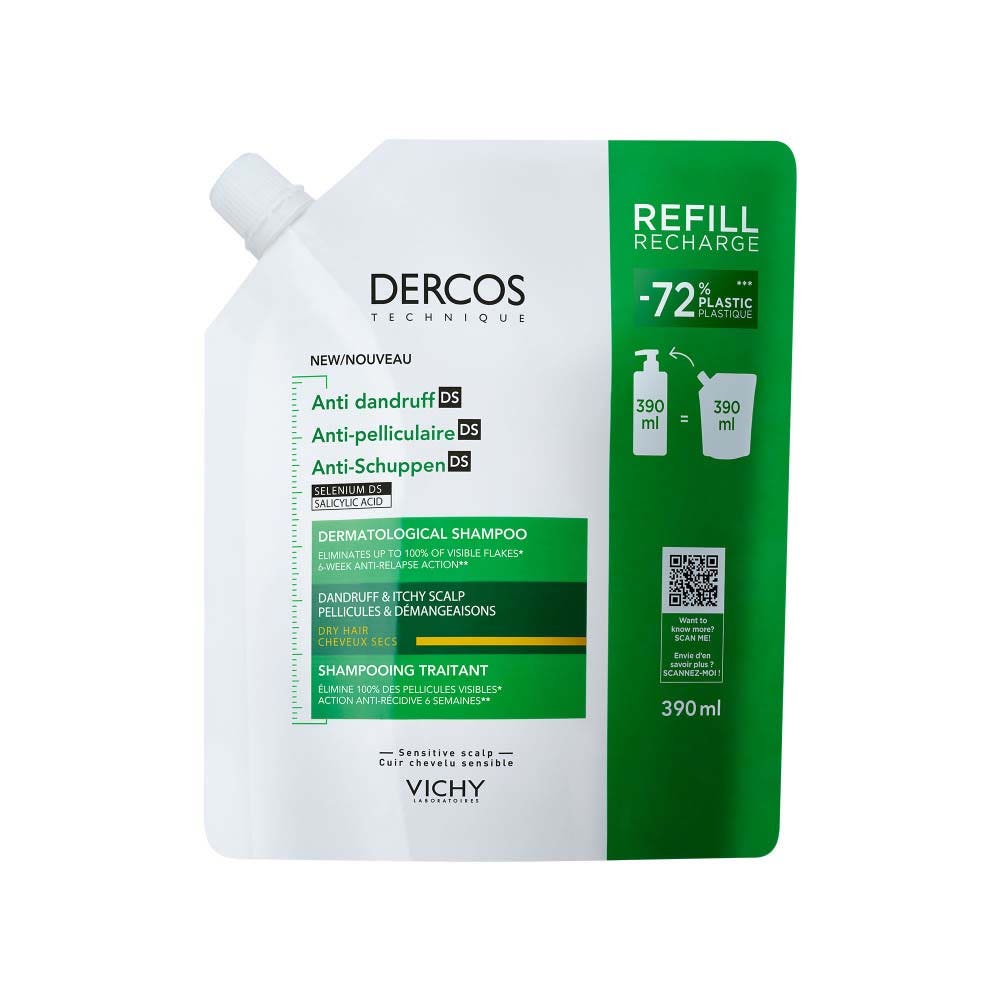 Vichy Dercos Eco Refill Anti-Dandruff Shampoo for Dandruff and Itching Dry hair 390ml - Easypara