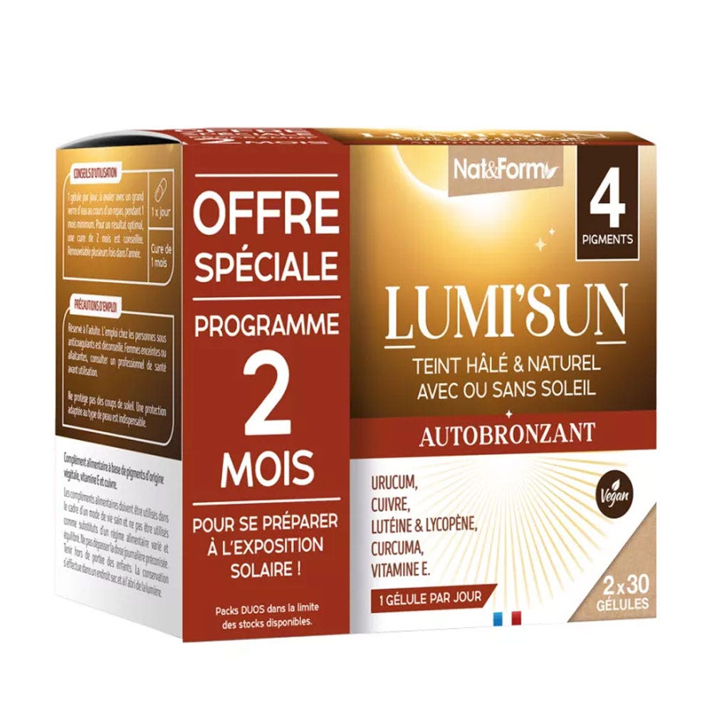Nat&Form Lumi'Sun Self-Tanning Halé et Naturel Complexion 2x30 capsules - Easypara
