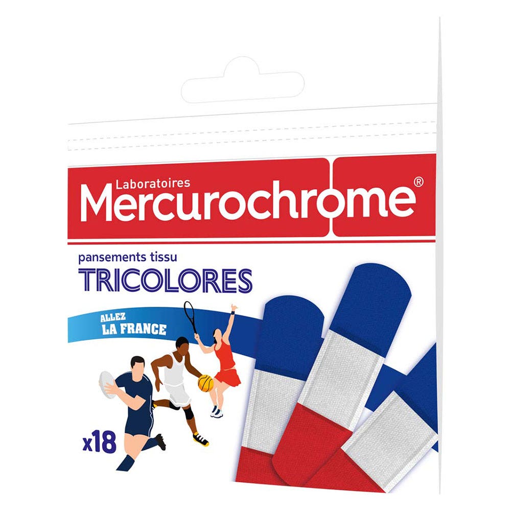Mercurochrome Tricolour Fabric Plasters x18 - Easypara
