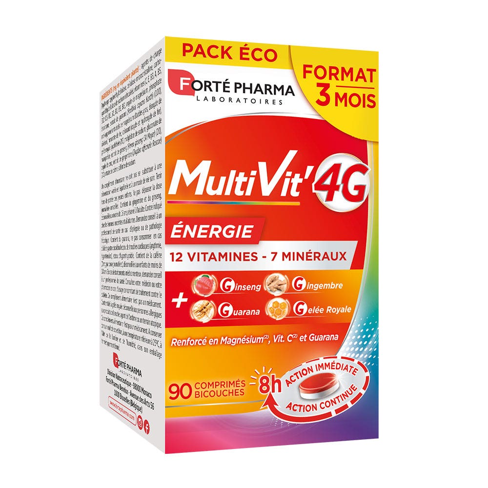 Forté Pharma MultiVit'4G Energy Format 3 months 90 double-layer tablets ...