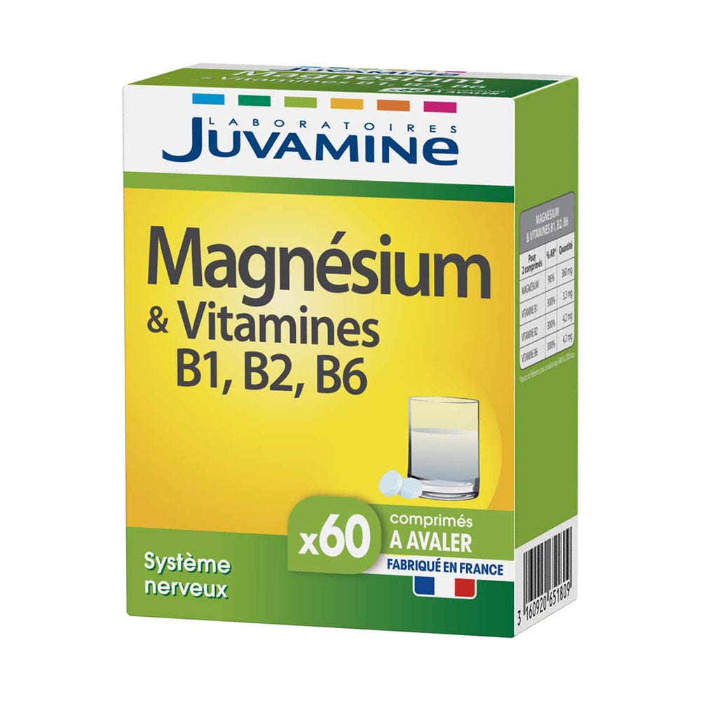 Juvamine Fizz Magnesium & Vitamins B6 B2 B1 x 60 ChewableTablets - Easypara