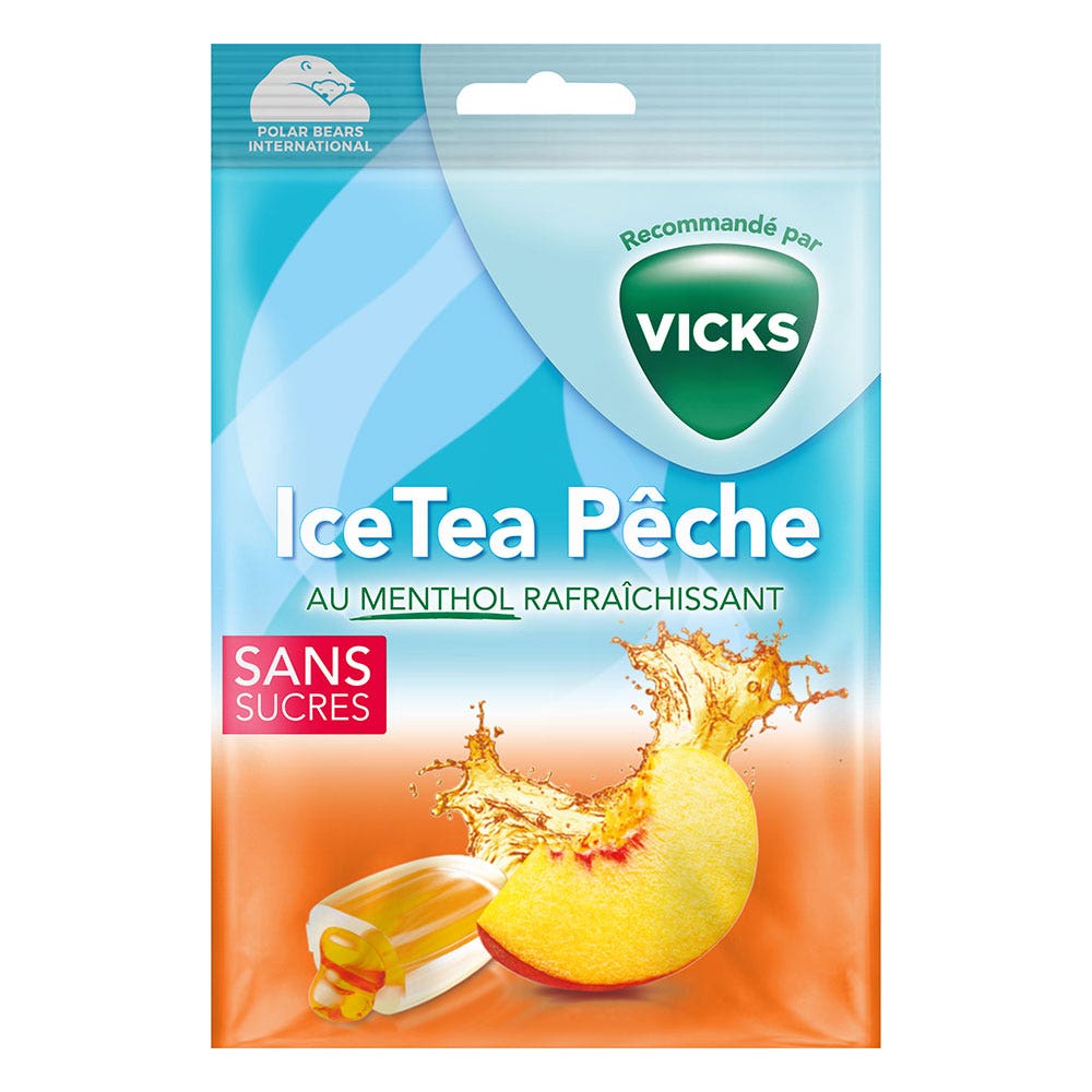 Vicks Peach & Menthol Iced Tea sweets x13 - Easypara