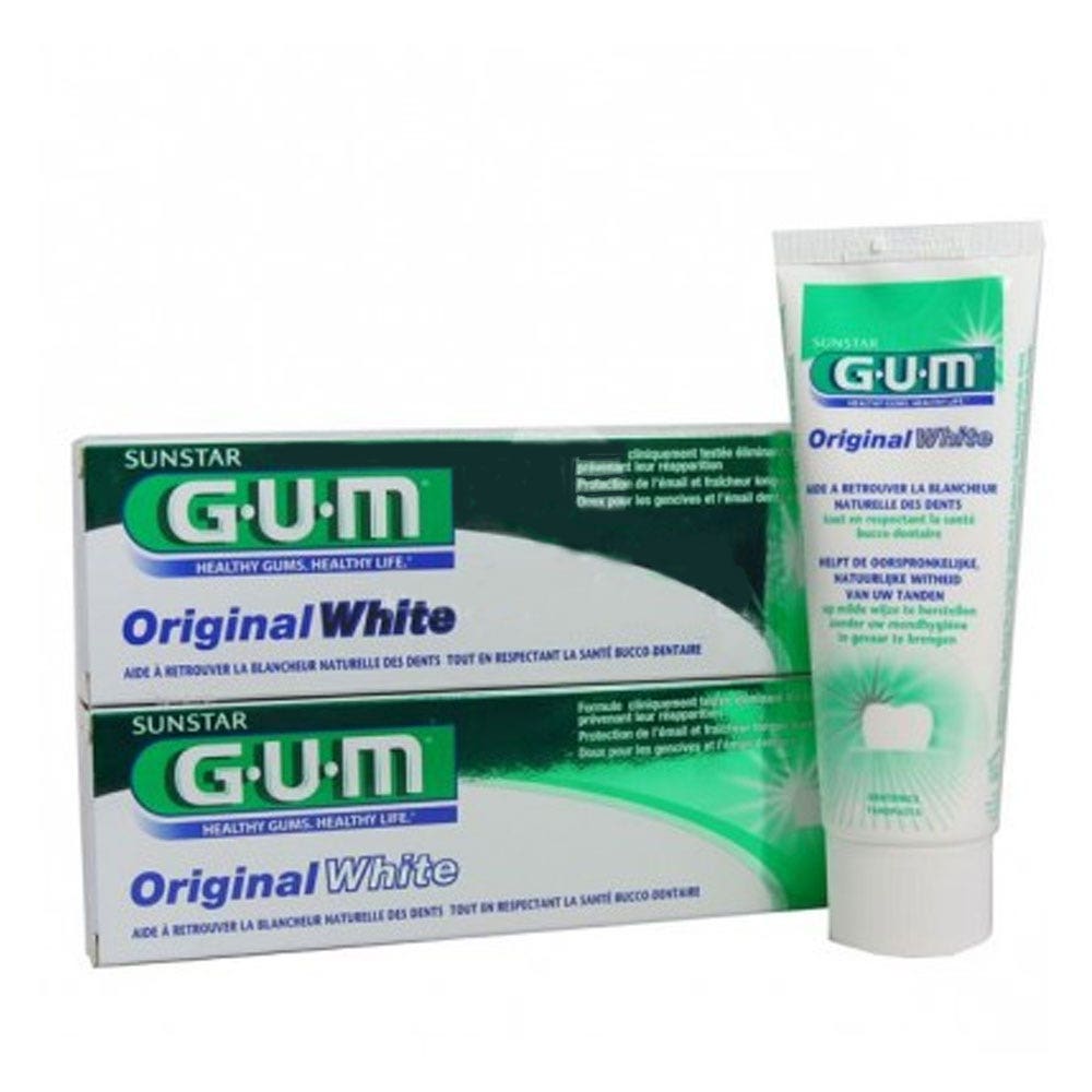 Gum Original White Anti-Stain Toothpaste 2x75ml - Easypara