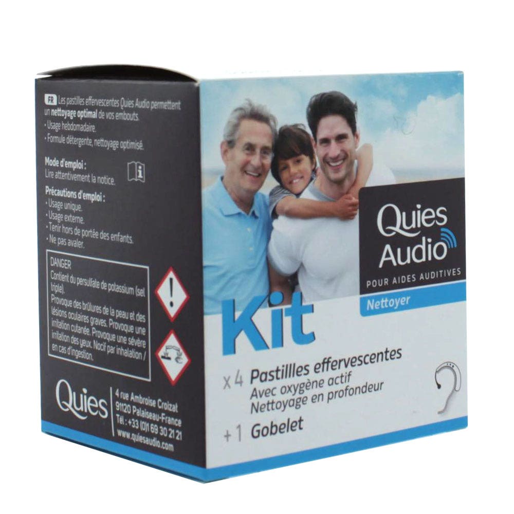 Quies Audio Cleaning Kit 4 Effervescent Pastilles + Cup - Easypara