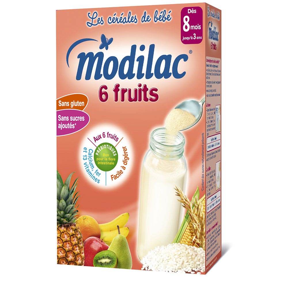 Modilac Baby Cereals 6 Fruits From 8 Months 300 g - Easypara