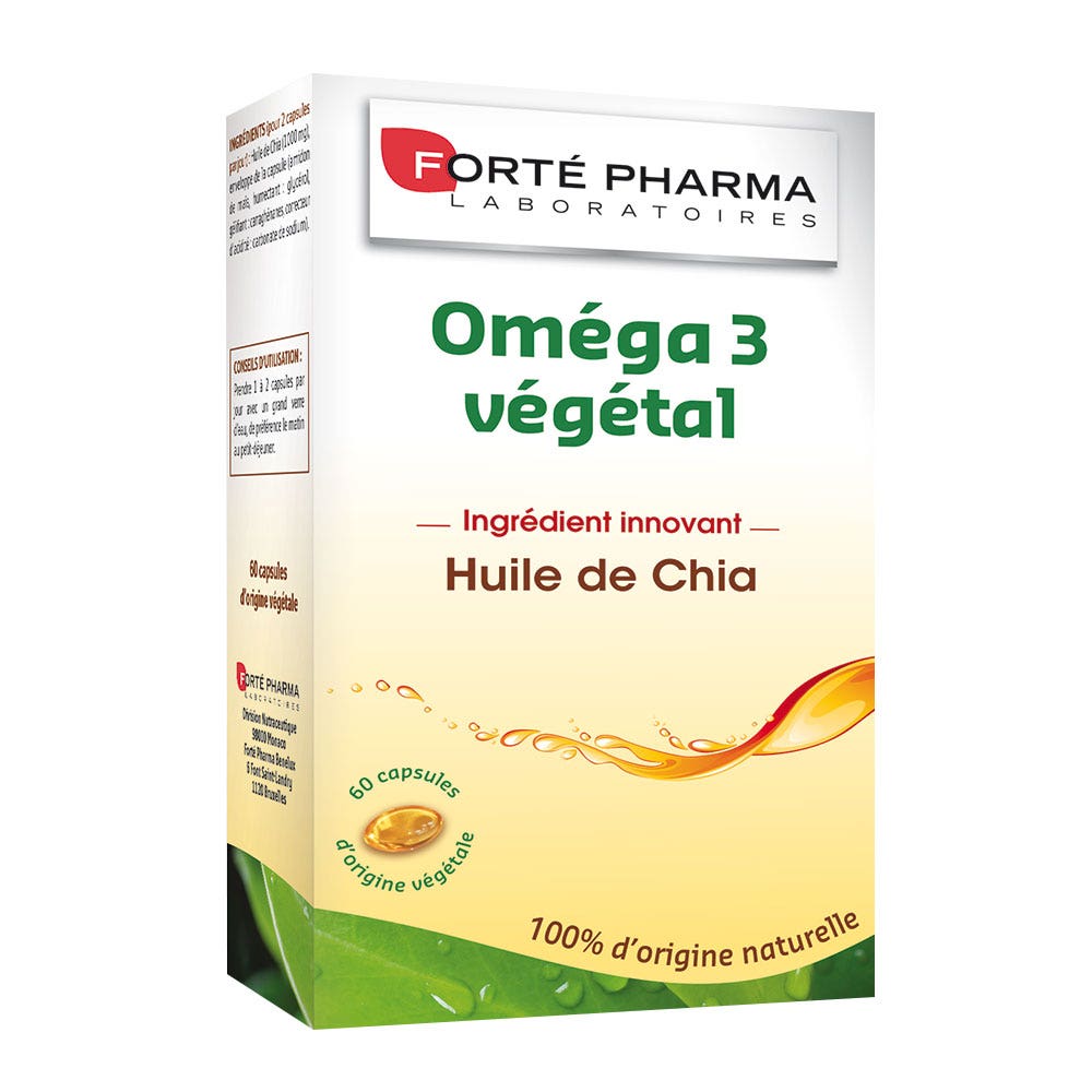 Forté Pharma Omega 3 Vegetal X 60 Vegetable Capsules - Easypara