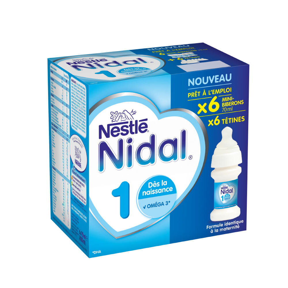 Nestlé Nidal Nidal 1 Ready To Use Milk Bottles From 0 To 6 Months 6 ...