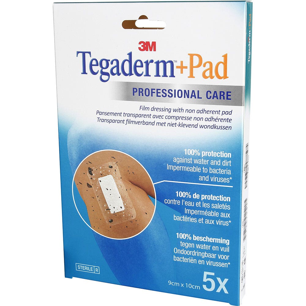 3M Tegaderm Pad Film Plasters 9cm X 10cm x5 - Easypara