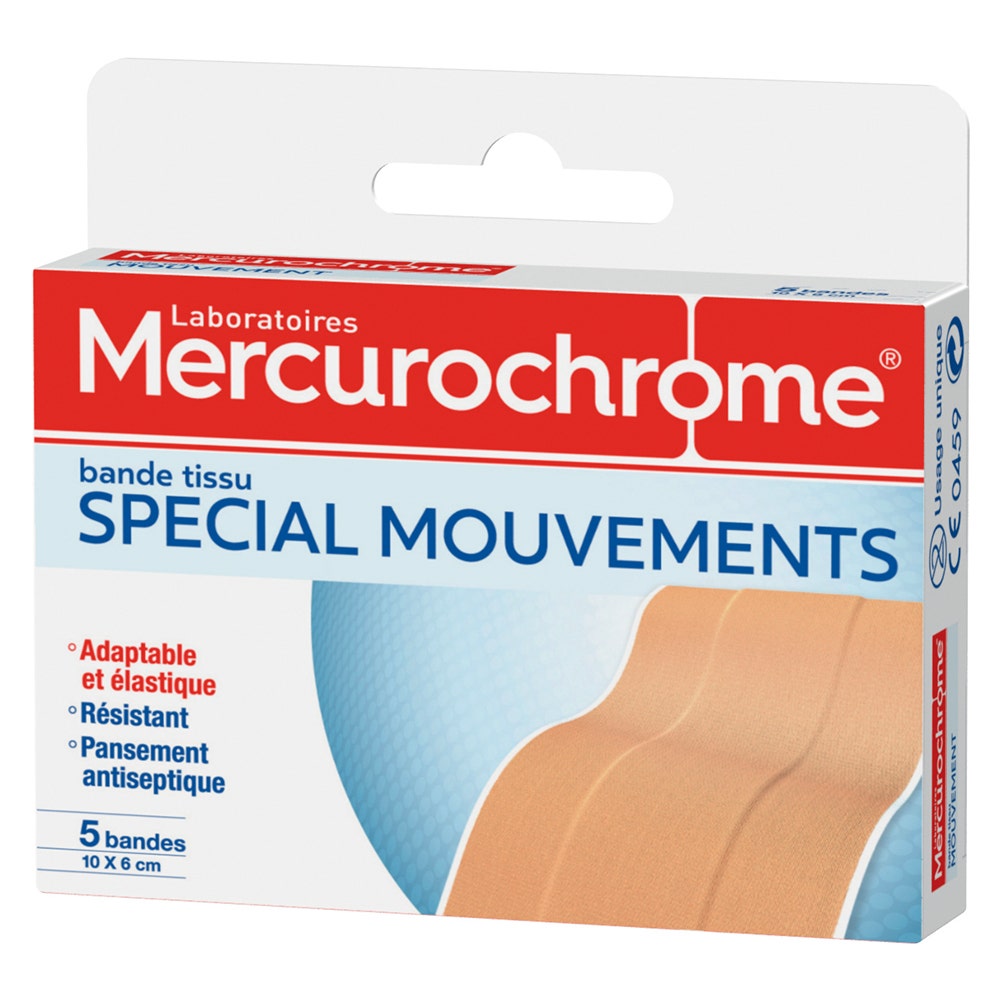 Mercurochrome Strip Fabric Special Movements 10x6 Cm 5 Strips - Easypara
