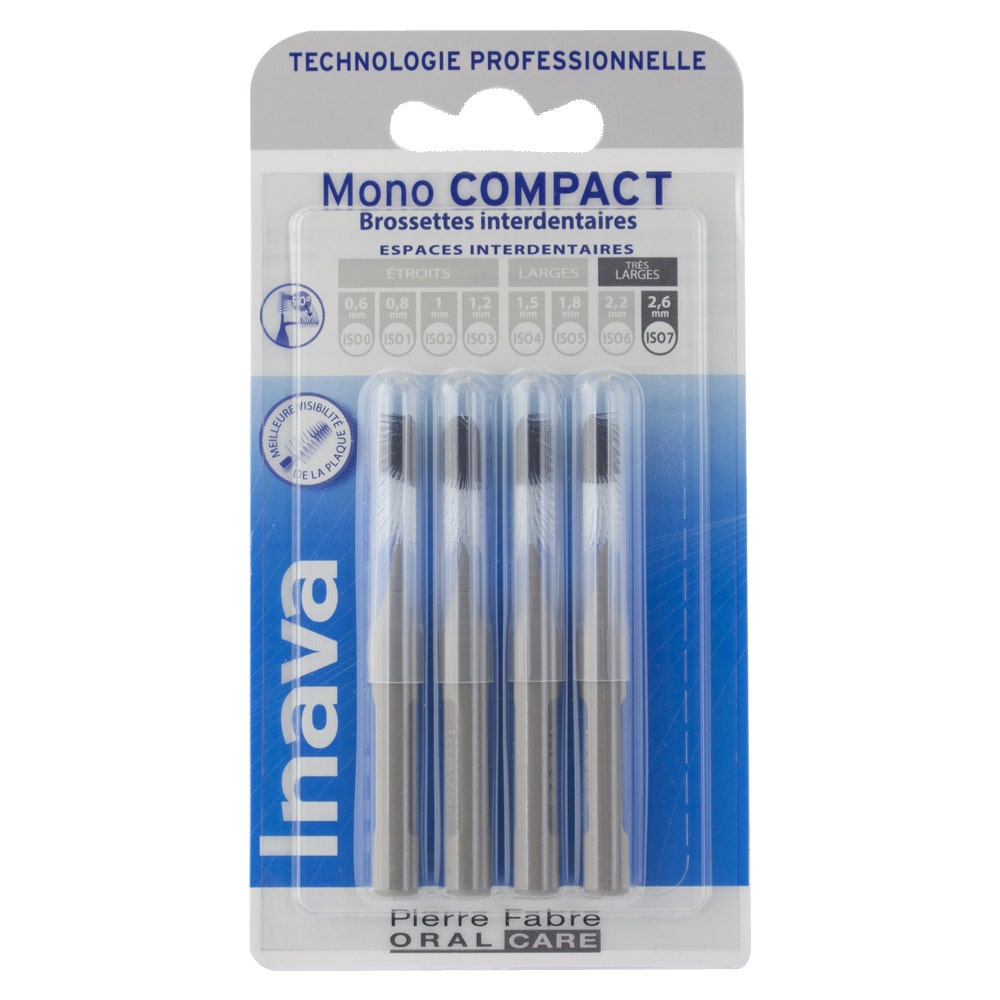 Inava Mono Compact Interdental Brushettes 2.6mm Grey X4 - Easypara