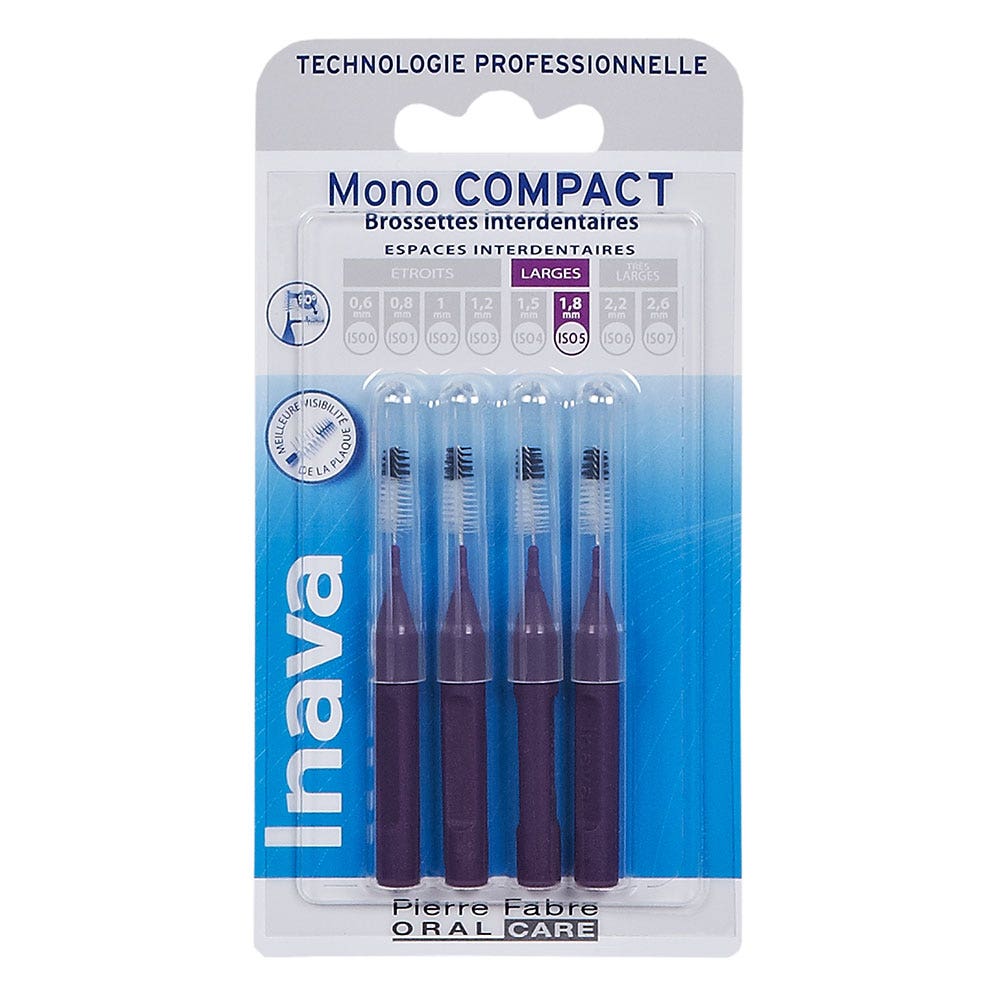 Inava Mono Compact Interdental Brushettes 1.8mm Violet X4 - Easypara